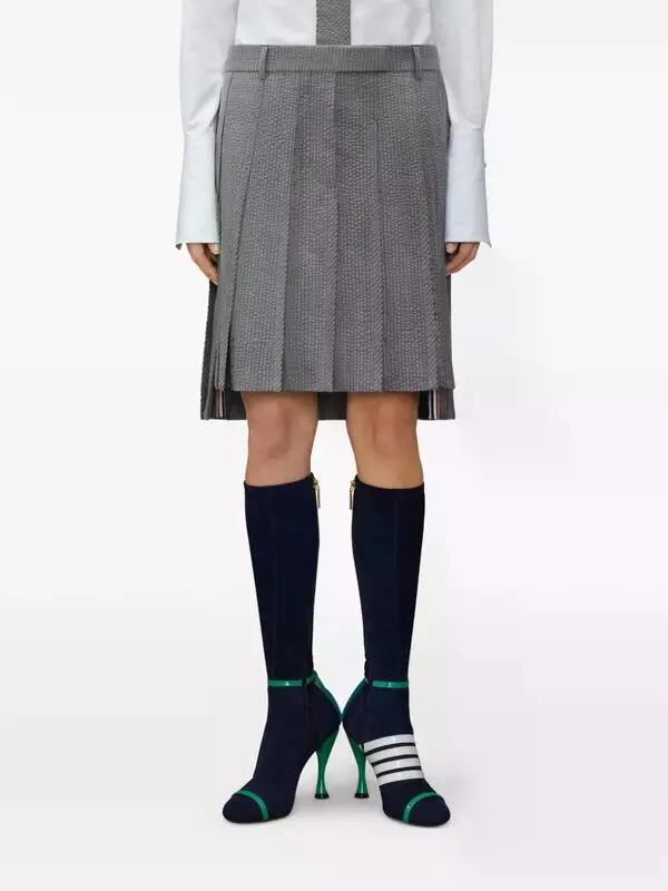 Thom Browne Seersucker Pleated Mini Skirt - Grey