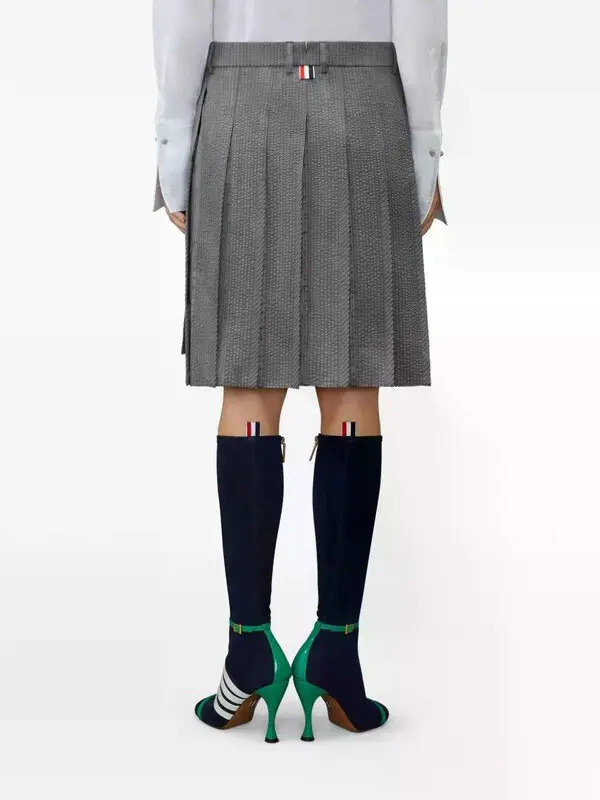 Thom Browne Seersucker Pleated Mini Skirt - Grey