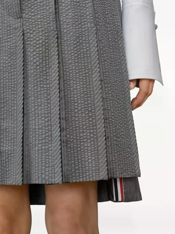 Thom Browne Seersucker Pleated Mini Skirt - Grey