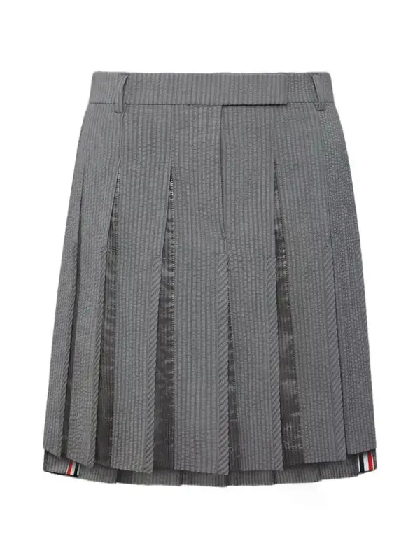 Thom Browne Seersucker Pleated Mini Skirt - Grey