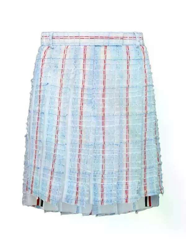Thom Browne Patterned Tweed Pleated Mini Skirt - Blue