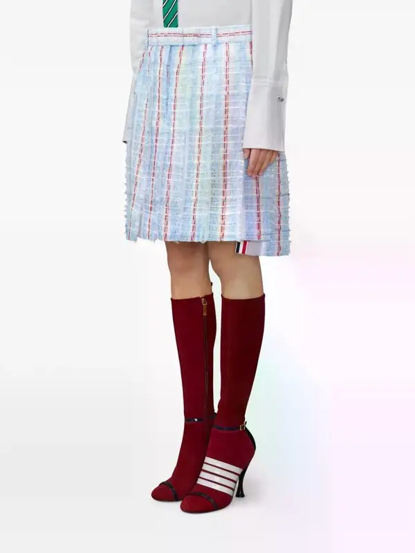 Thom Browne Patterned Tweed Pleated Mini Skirt - Blue