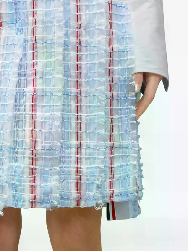 Thom Browne Patterned Tweed Pleated Mini Skirt - Blue