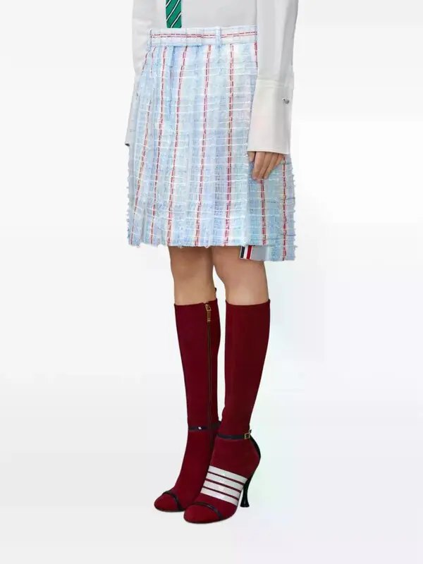Thom Browne Patterned Tweed Pleated Mini Skirt - Blue