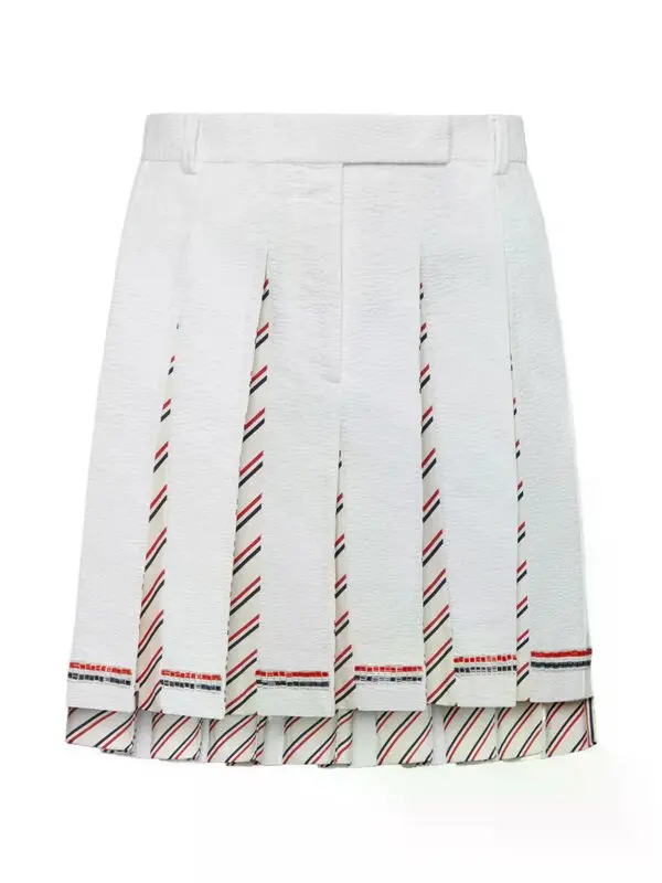 Thom Browne Bead-embellished Pleated Mini Skirt - White