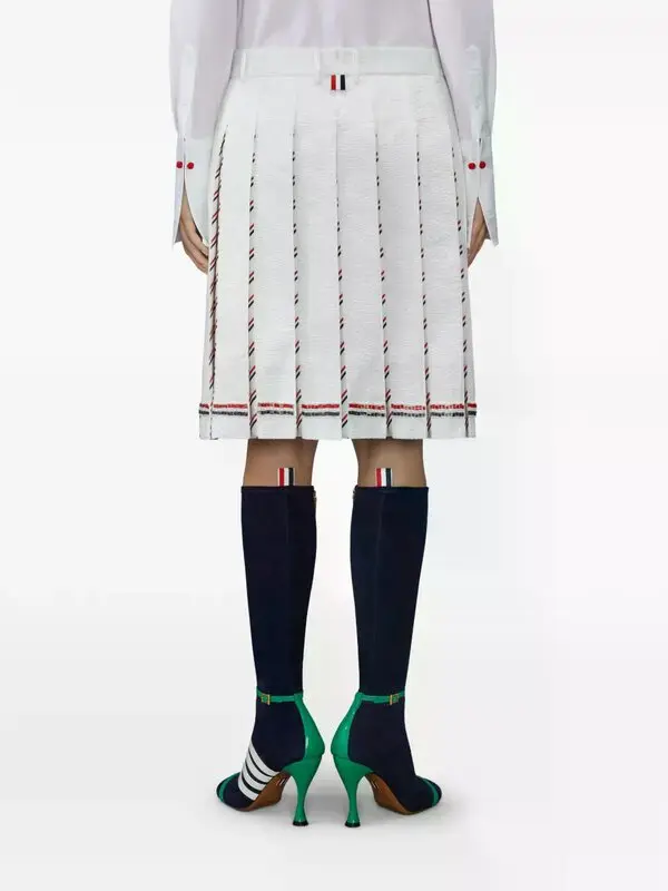 Thom Browne Pleated Skirt With Bead Embellishment - White