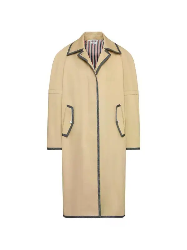 Thom Browne Raglan Coat With Tricolour Grosgrain Loop