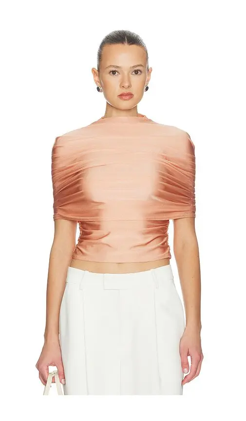 Lapointe Mock Neck Ruched Top - Rose