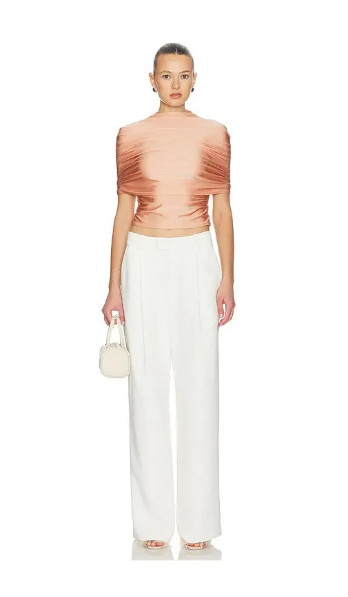 Lapointe Mock Neck Ruched Top - Rose