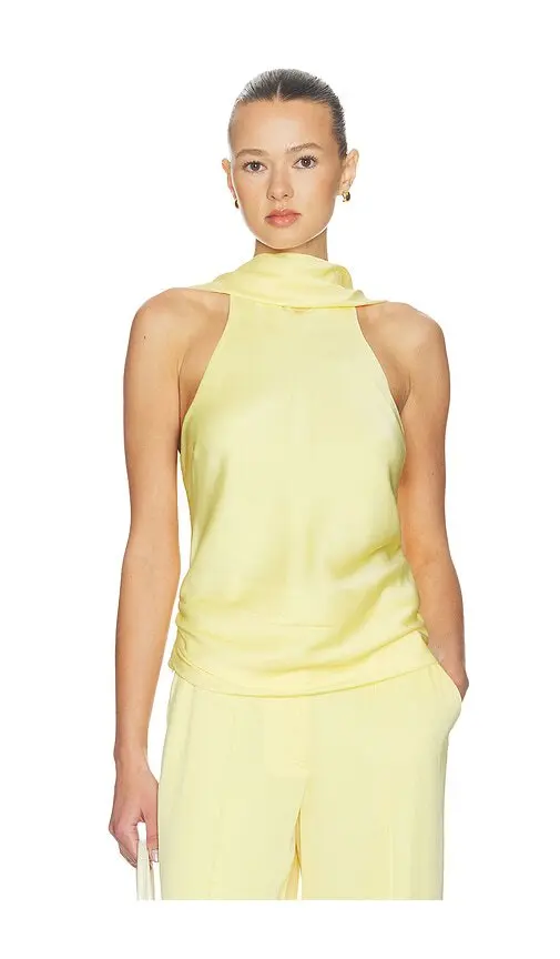 Simkhai Samira Satin Cape Top - Lemon