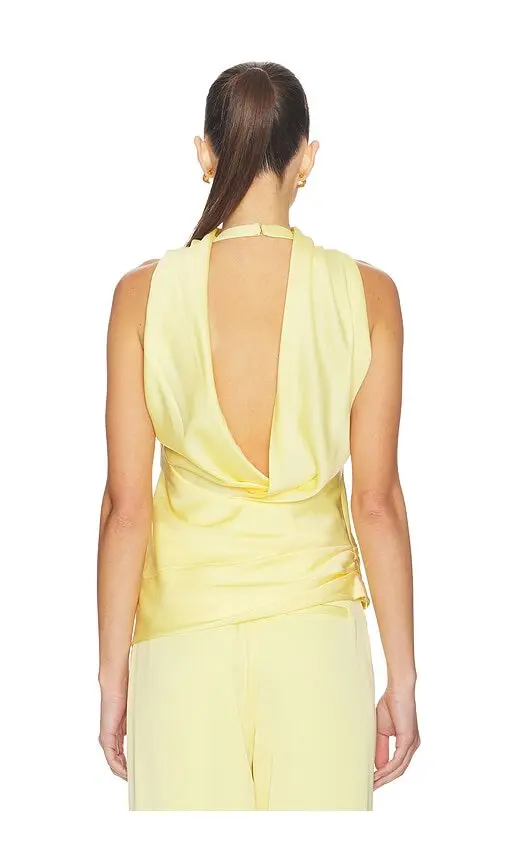 Simkhai Samira Satin Cape Top - Lemon