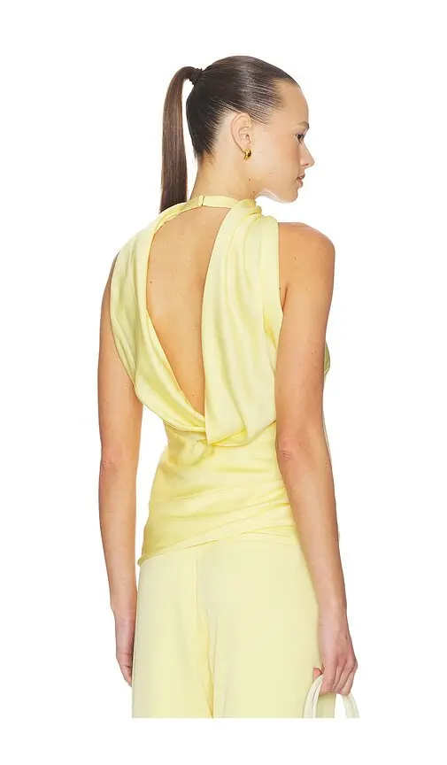 Simkhai Samira Satin Cape Top - Lemon