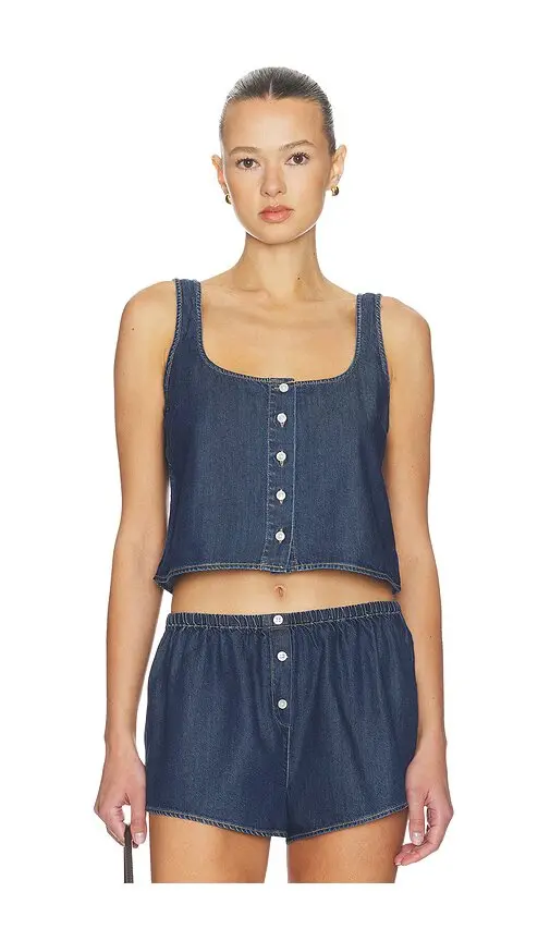 Good American Denim Button-front Tank Top