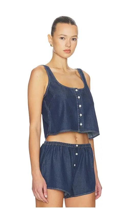 Good American Denim Button-front Tank Top