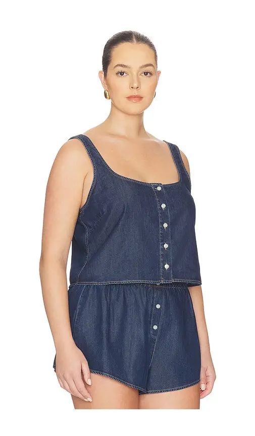 Good American Denim Button-front Tank Top