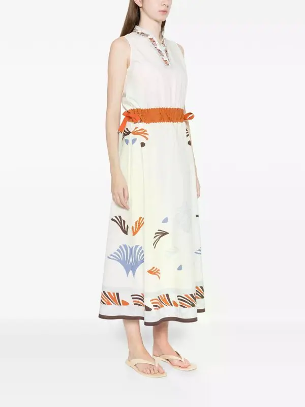 Herno Patterned-hem Midi Dress - White