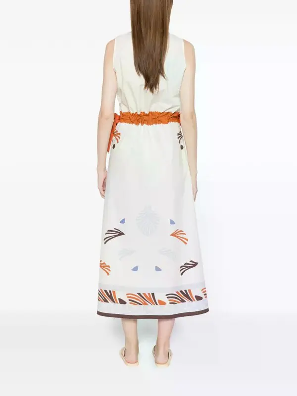 Herno Patterned-hem Midi Dress - White
