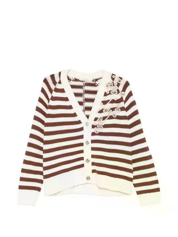 Liu Jo Striped Embellished Cardigan - White