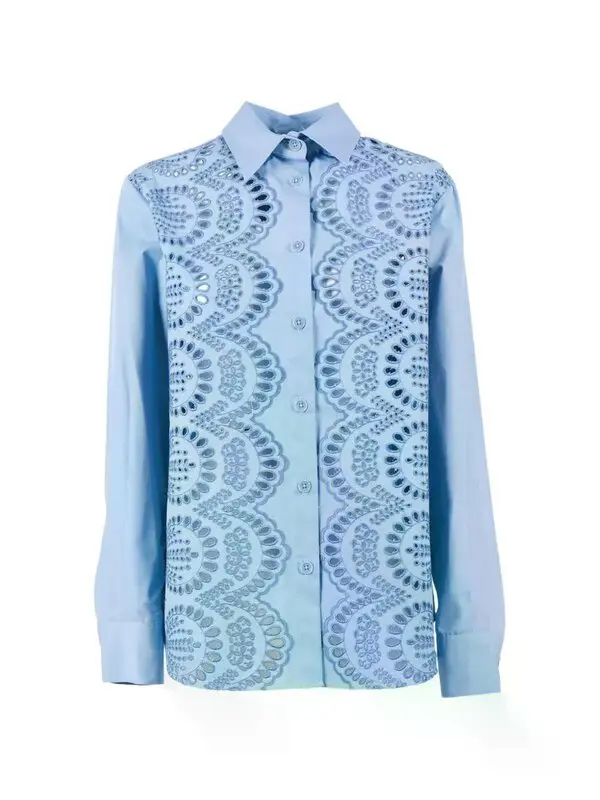 P.a.r.o.s.h Embellished Cut-out Shirt - Blue