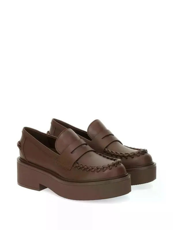 GIANVITO ROSSI Yuna Braided-detail Loafers - Brown
