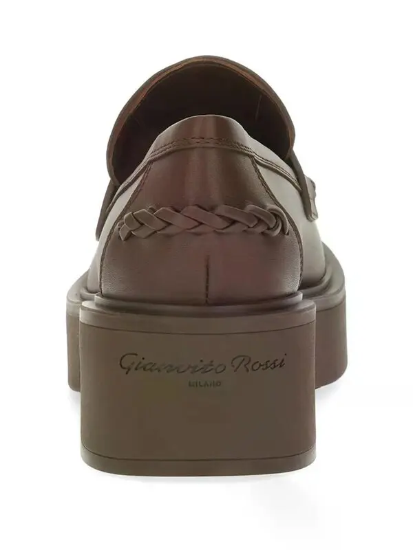 GIANVITO ROSSI Yuna Braided-detail Loafers - Brown
