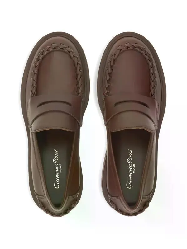 GIANVITO ROSSI Yuna Braided-detail Loafers - Brown