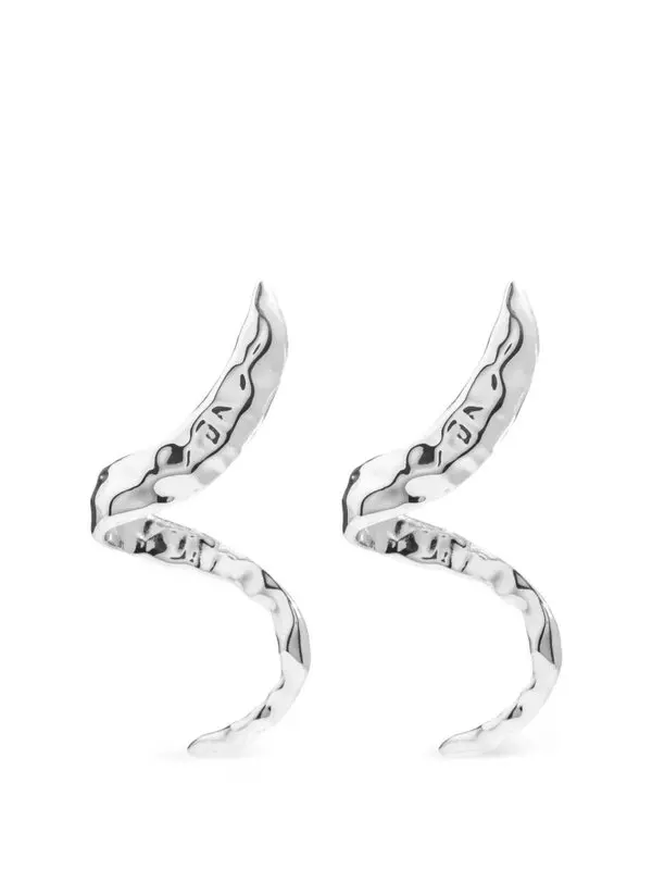 Federica Tosi Snake Textured Drop Earrings - Silver