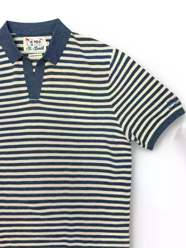 MC2 SAINT BARTH Sloan Stripes Cotton Striped Top - Blue