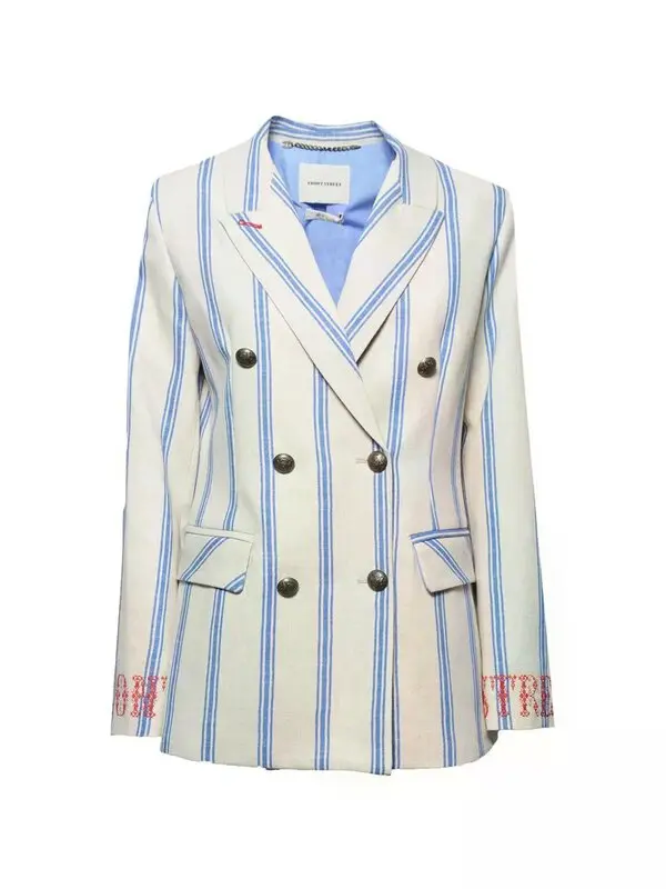 FRONT STREET 8 Striped Double-breasted Blazer