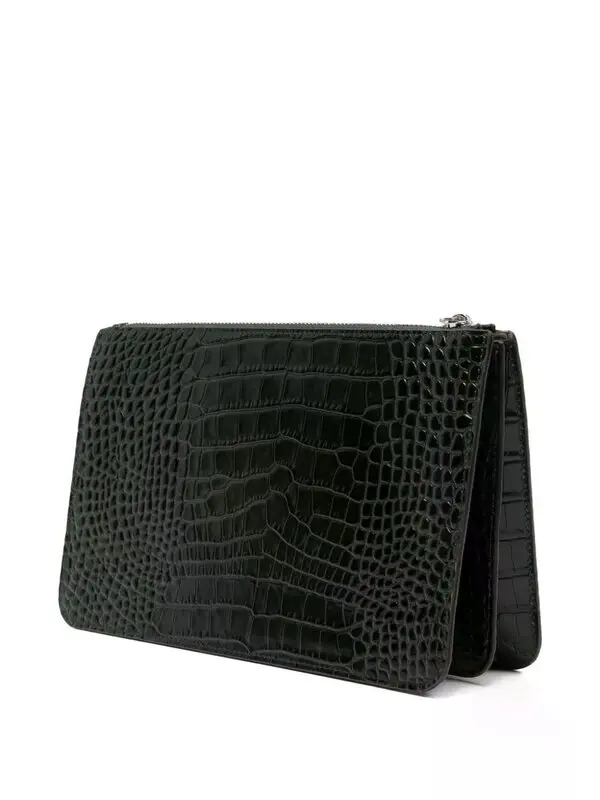 TOTEME Threefold Croc-embossed Clutch Bag - Green