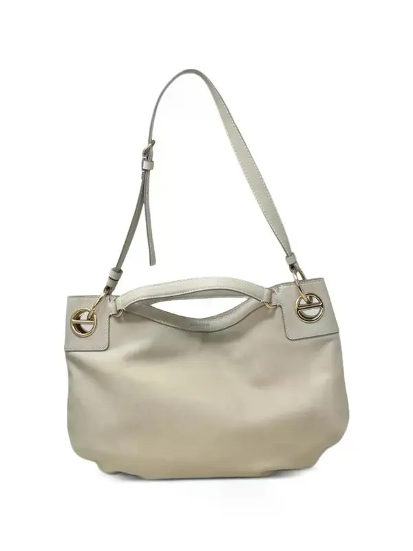 Borbonese Medium London Leather Shoulder Bag - White