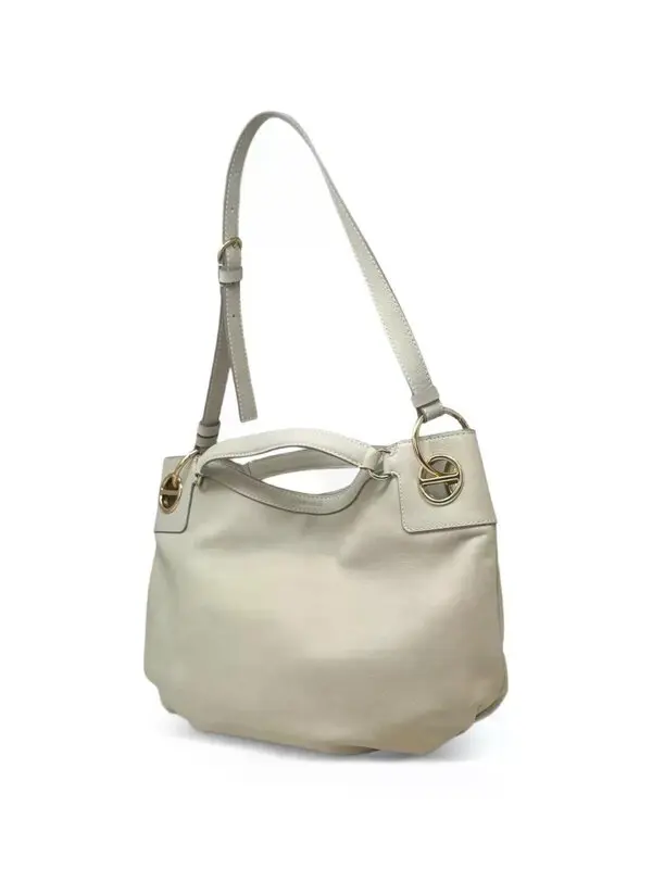 Borbonese Medium London Leather Shoulder Bag - White