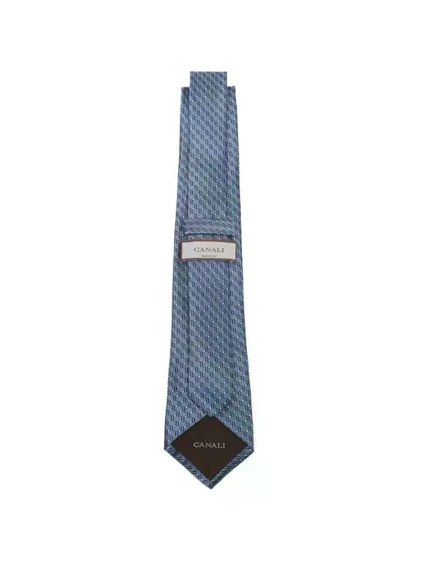 Canali Geometric-pattern Neck Tie - Blue