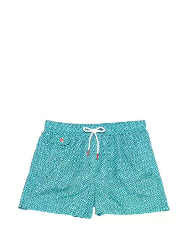 Kiton Geometric Swim Shorts - Blue