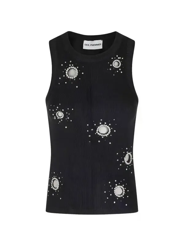 DES_PHEMMES Embellished Tank Top - Black