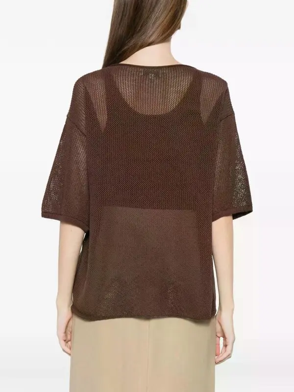 Antonelli Firenze Knitted Short Sleeve Top - Brown