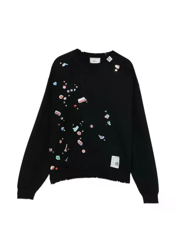 Mihara Yasuhiro Graphic-appliqué Sweater - Black