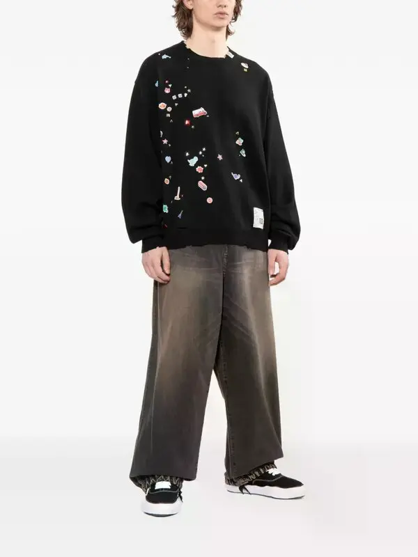 Mihara Yasuhiro Graphic-appliqué Sweater - Black
