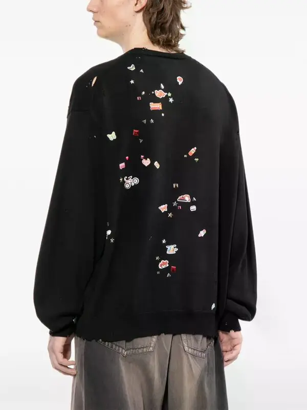 Mihara Yasuhiro Graphic-appliqué Sweater - Black