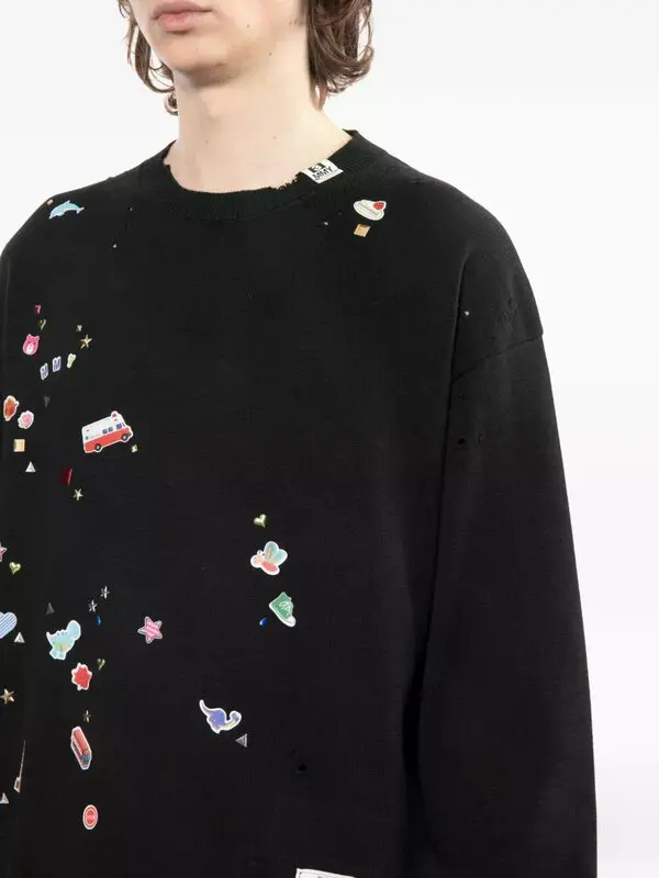Mihara Yasuhiro Graphic-appliqué Sweater - Black