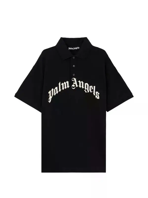 Palm Angels Curved Logo Polo Shirt - Black