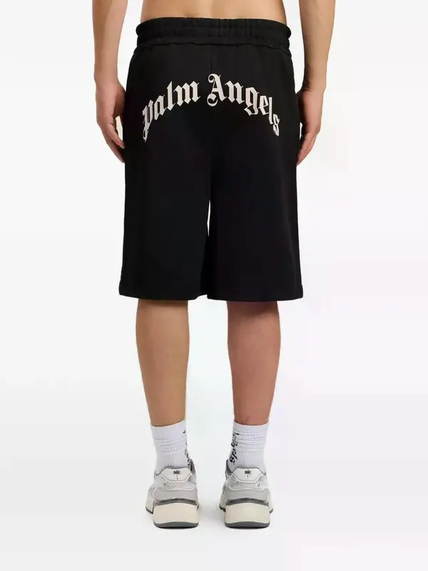 Palm Angels Curved Logo Track Shorts - Black