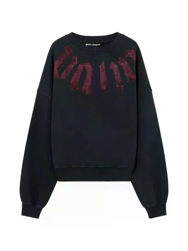 Palm Angels Neck-logo Sweatshirt - Black
