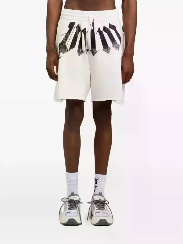 Palm Angels Logo Elasticated Shorts - White