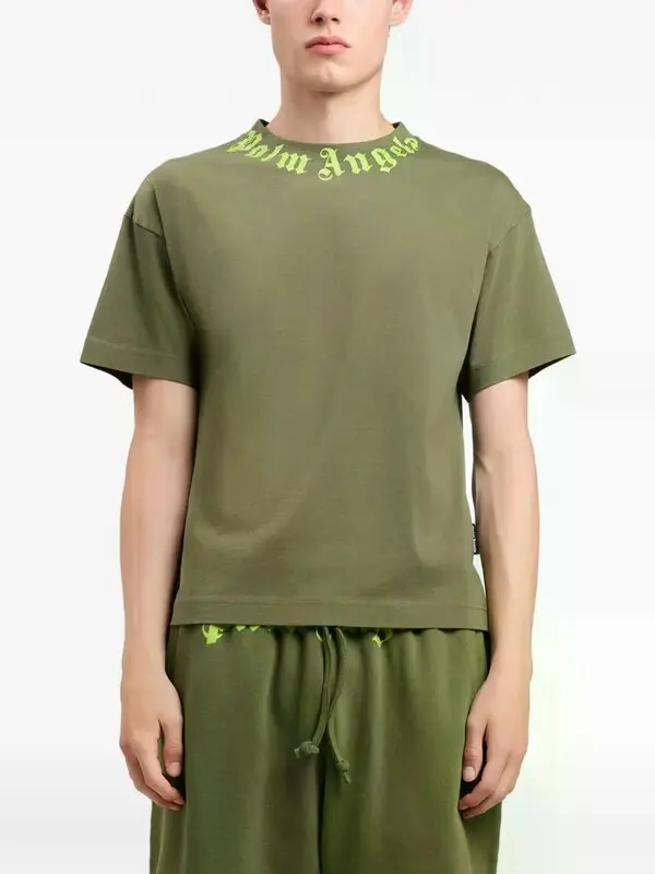 Palm Angels Logo-neckline T-shirt - Green