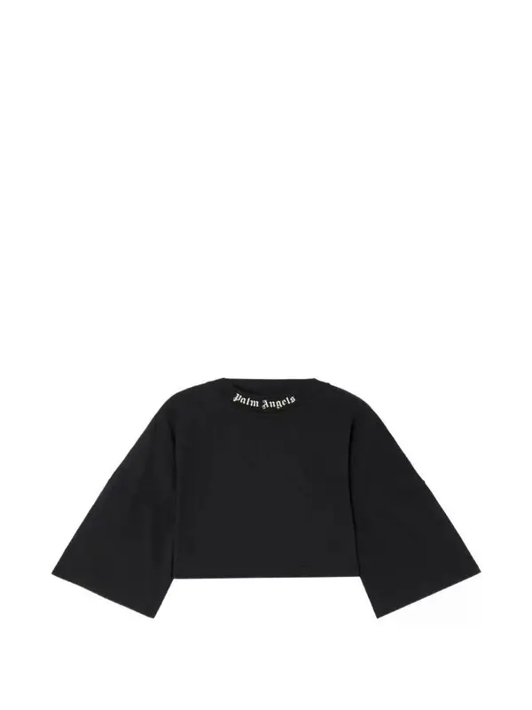 Palm Angels Cropped Logo T-shirt - Black