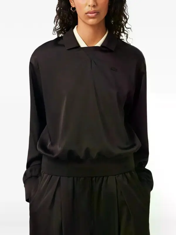 Lacoste Relaxed-fit Satin Polo Top - Brown