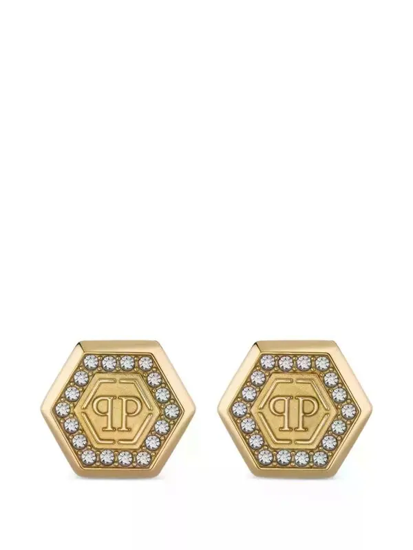 Philipp Plein Hexagon Crystal Stud Earrings - Gold