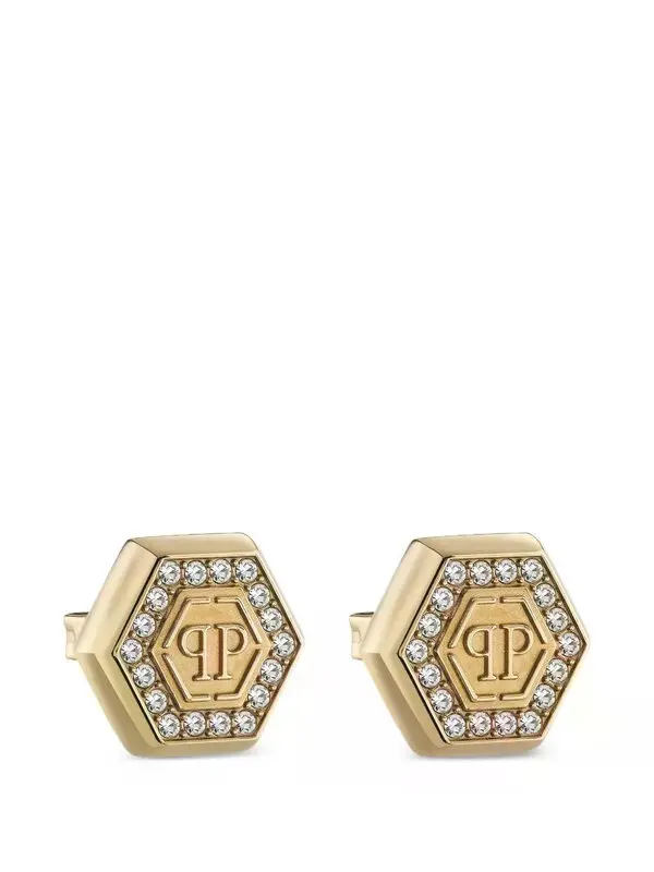 Philipp Plein Hexagon Crystal Stud Earrings