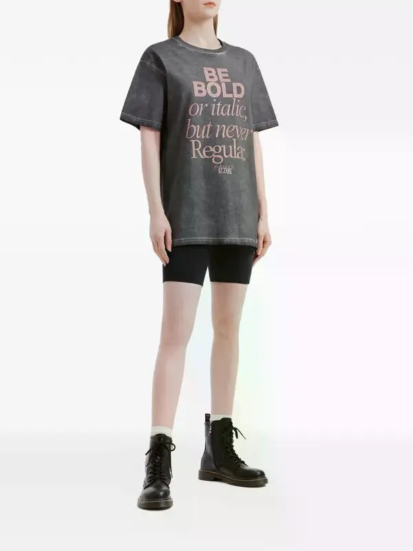 Izzue Lettering-print T-shirt - Grey